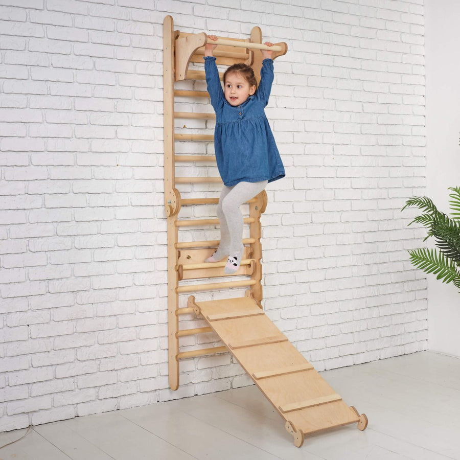 3in1 Wooden Swedish Wall / Climbing ladder for Children + Swing Set ...