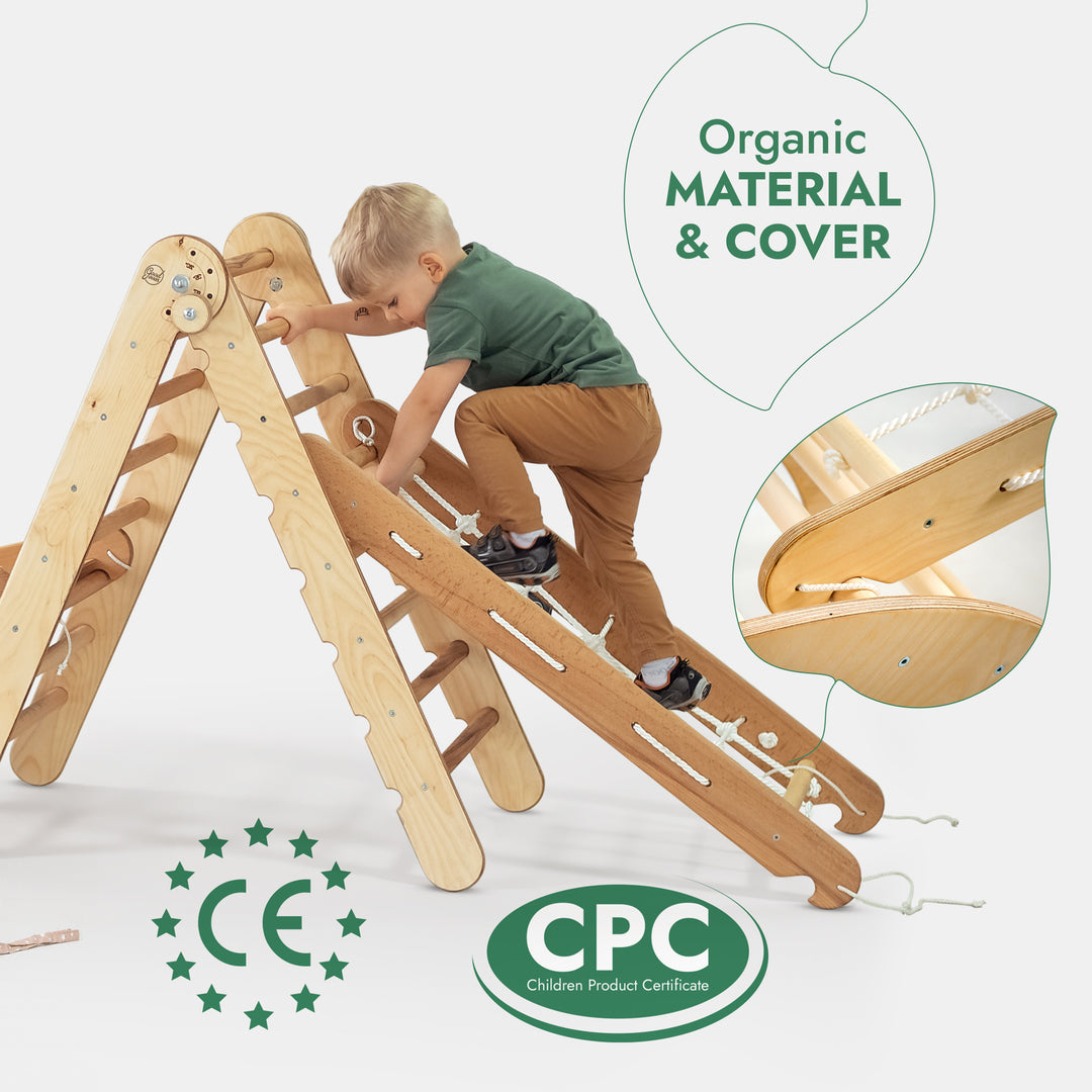 5in1 Montessori Climbing Set: Triangle Ladder + Climbing Arch + Slide ...