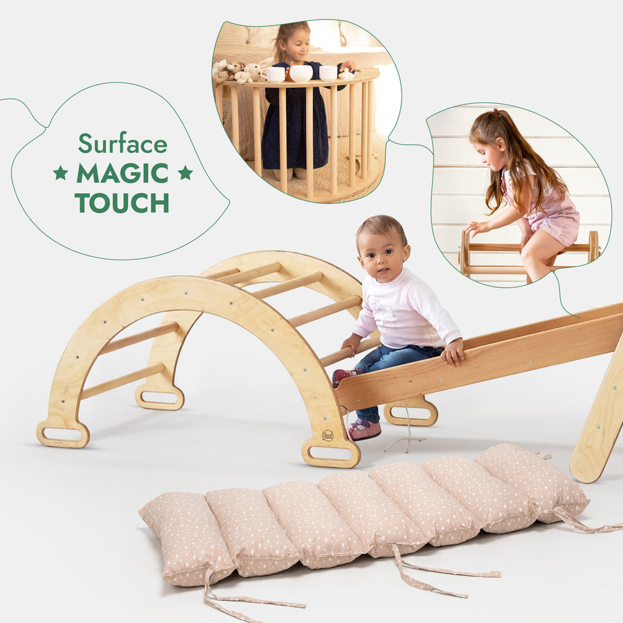 5in1 Montessori Climbing Set: Triangle Ladder + Climbing Arch + Slide ...