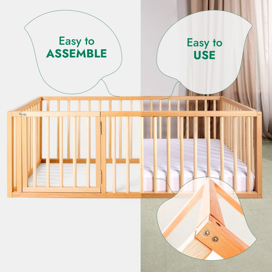 Toddler floor bed with Fence - Best Models | 4.5+ Rated by Parents