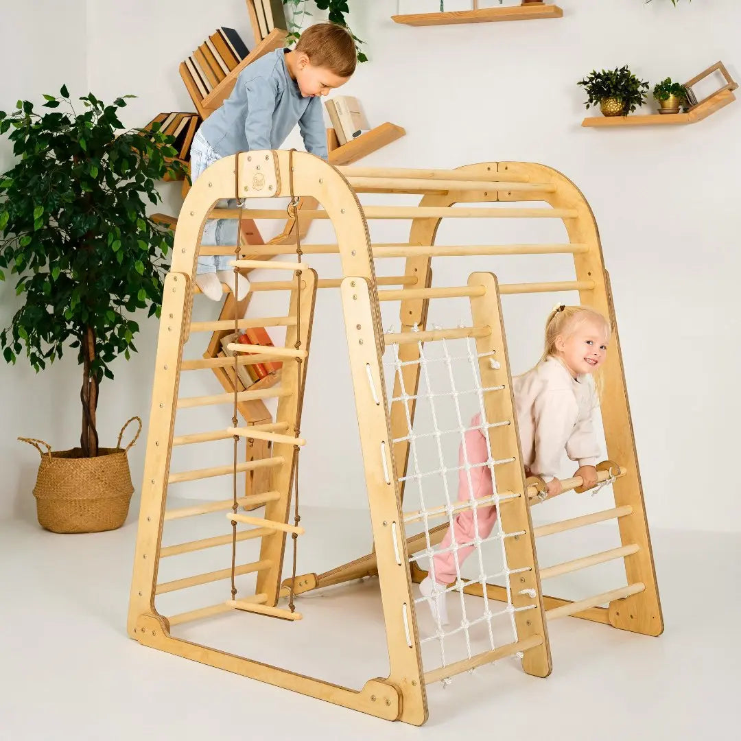 4in1 Wooden Swedish Wall / Climbing ladder for Children + Swing Set ...