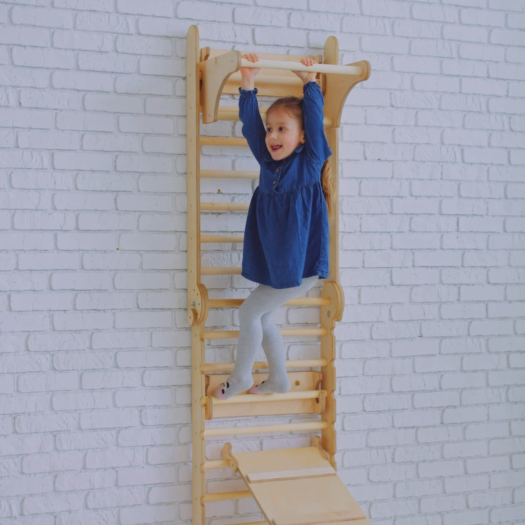 3in1 Wooden Swedish Wall / Climbing ladder for Children + Swing Set ...